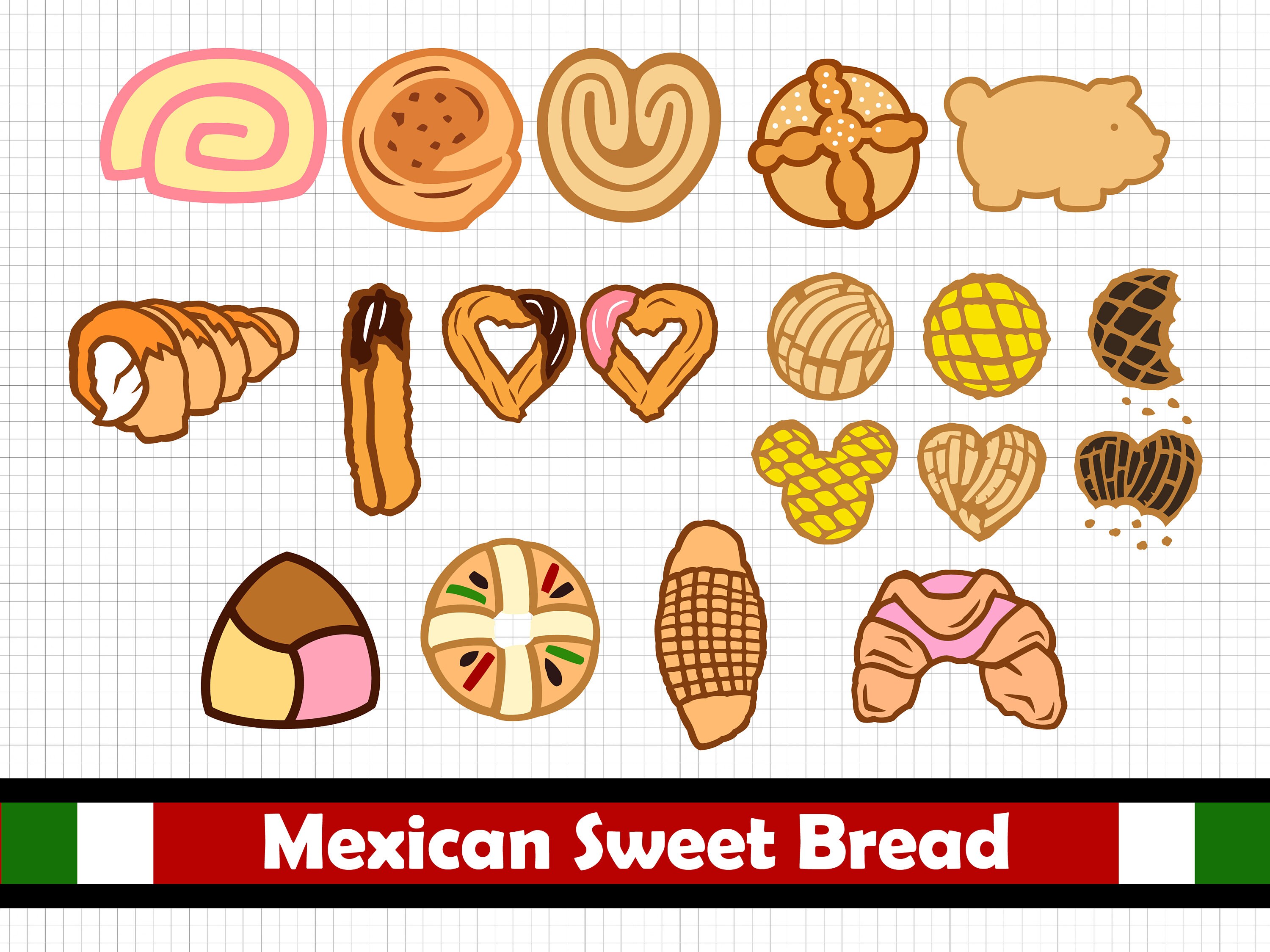 Mexican Food Pan Dulce Svg Mexican Spicy Snacks Mexican - Etsy