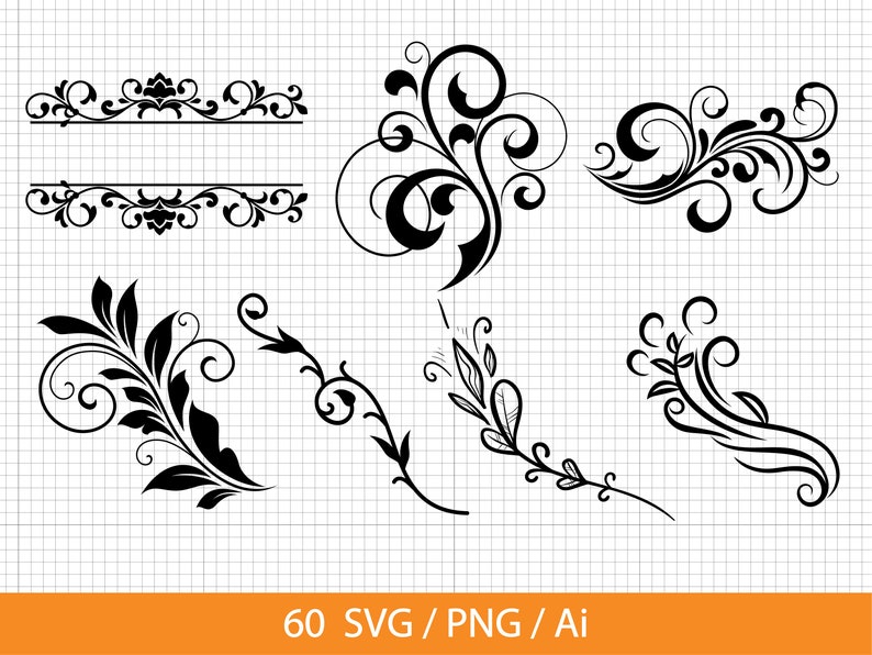 Lines, Vines, Wreaths - Text Decoration Set 1 Svg/png/ai Digital ...