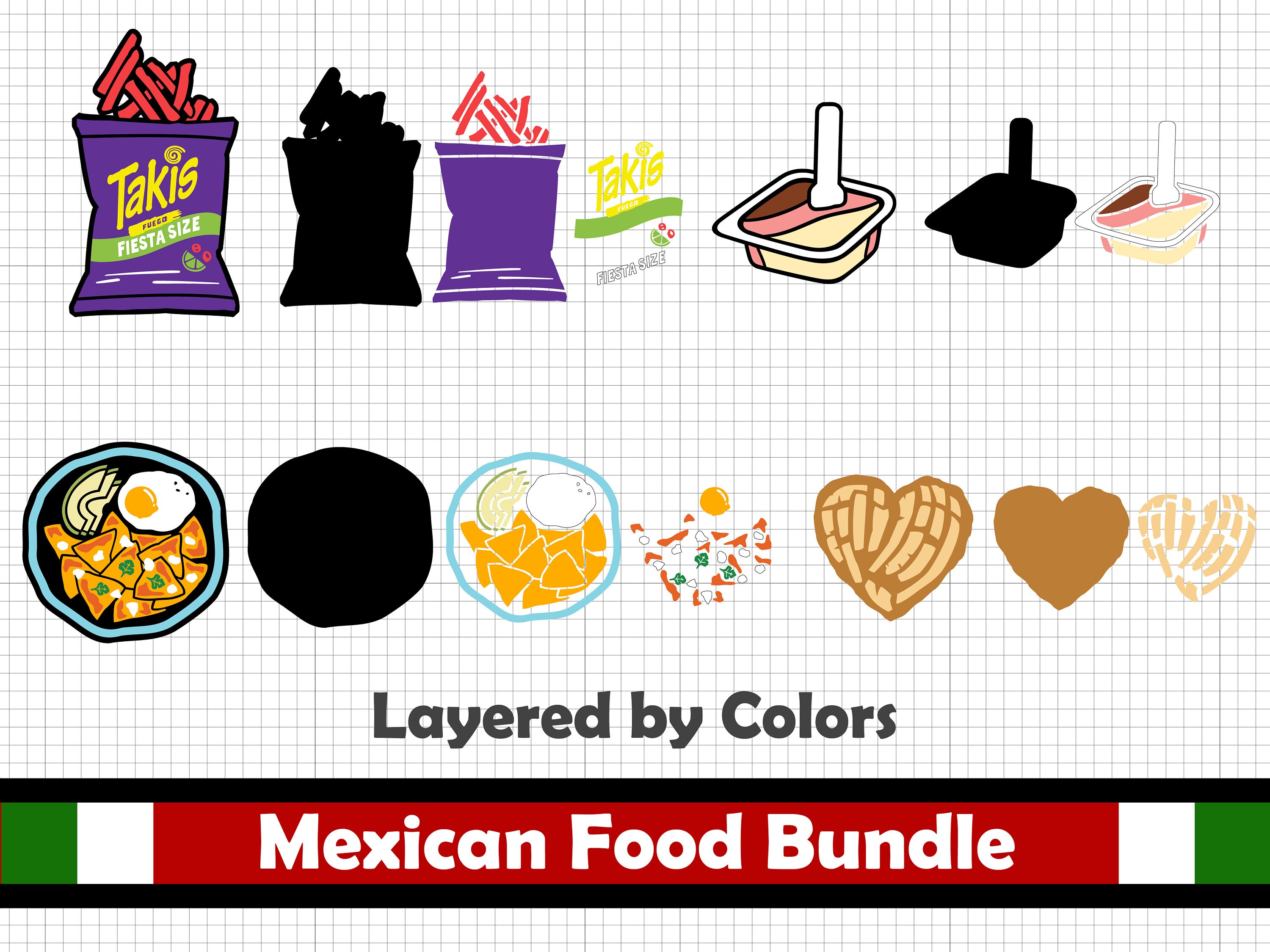 Mexican Food Pan Dulce Svg Mexican Spicy Snacks Mexican - Etsy