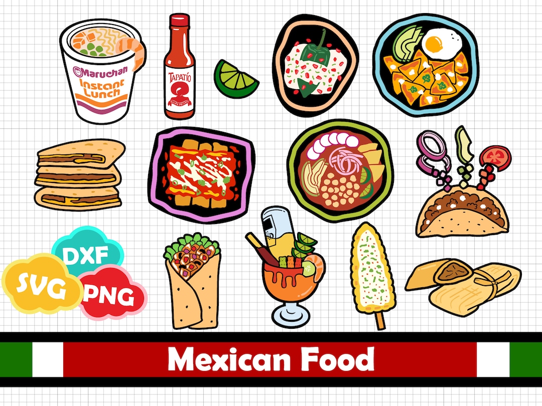 Comida Mexicana, Clipart Mexicano - SVG/PNG/DXF - Archivo de corte para ...