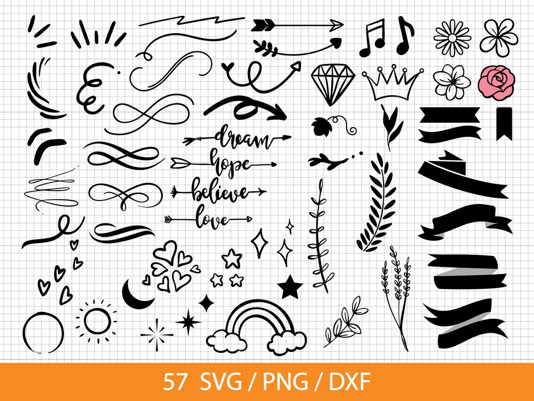 Text Decoration Set 2 SVG/PNG/DXF Digital Download for Cricut and ...