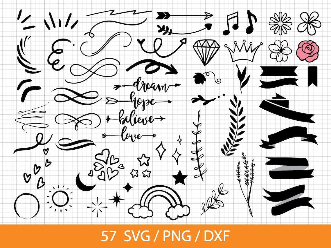 Text Decoration Set 2 SVG/PNG/DXF Digital Download for Cricut - Etsy