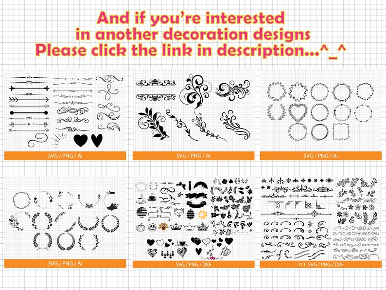 Text Decoration Set 2 SVG/PNG/DXF Digital Download for Cricut - Etsy