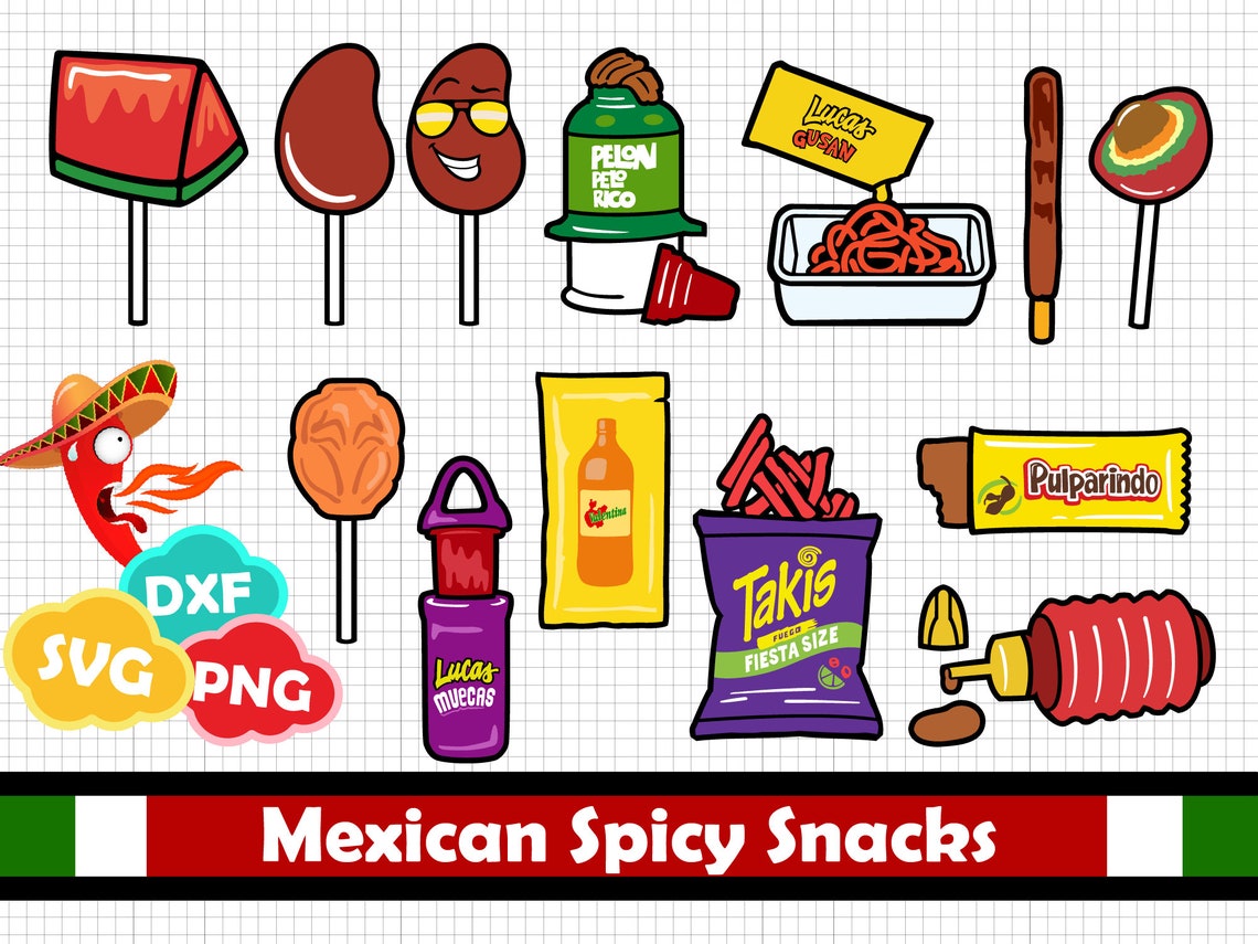 Mexican Spicy Snacks, Mexican Clipart - SVG/PNG/DXF - Cut File for ...