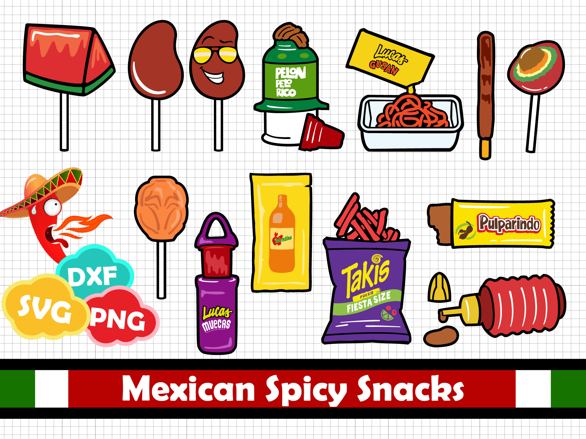 Mexican Spicy Snacks Mexican Clipart SVG/PNG/DXF Cut File - Etsy UK