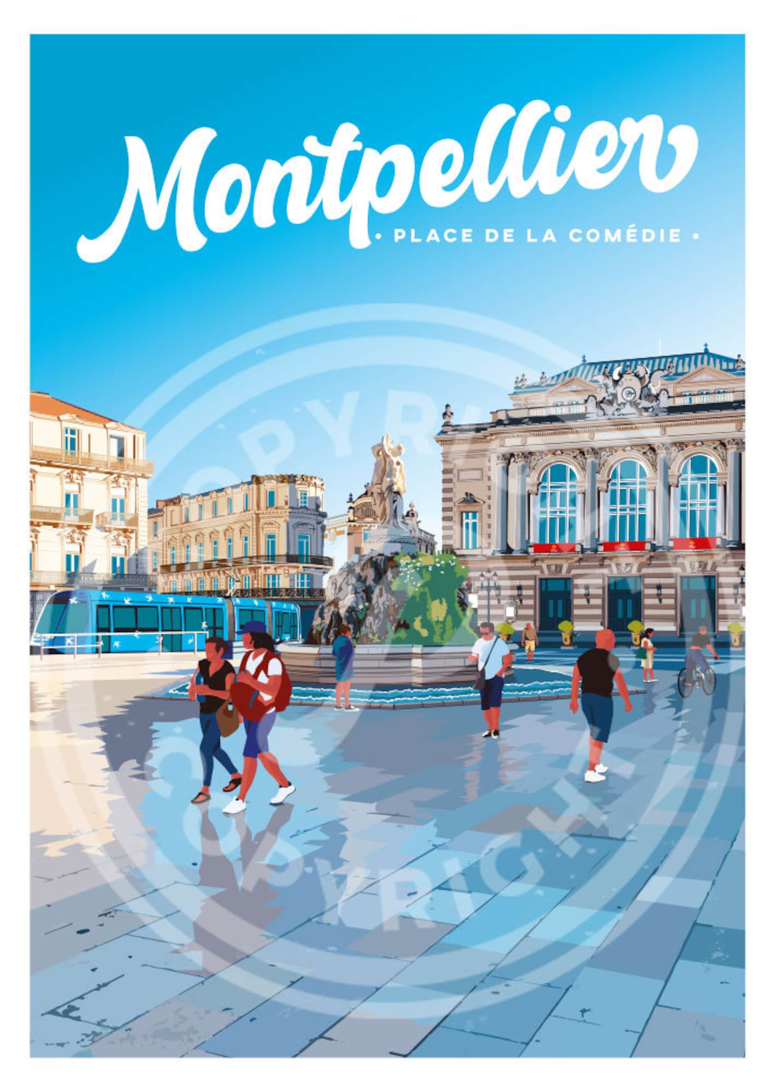 Affiche Montpellier - Etsy France