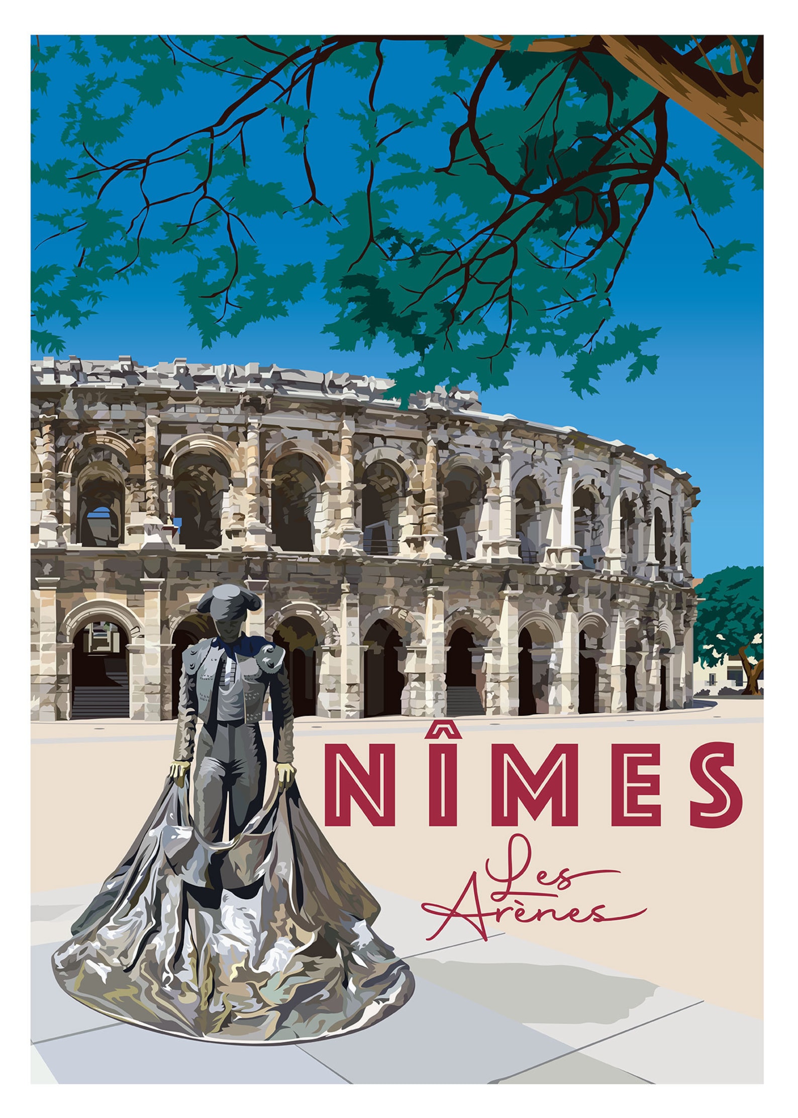 Affiche de la ville Nîmes - Les Arènes - Etsy France