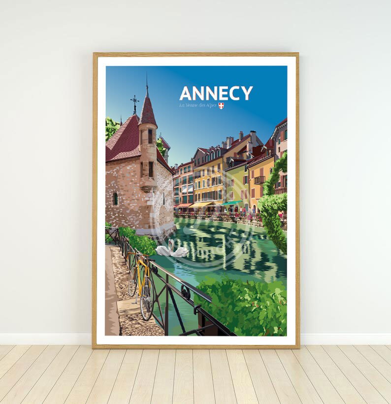 Pen & Ink Illustration Poster City Annecy Art & Collectibles etna.com.pe