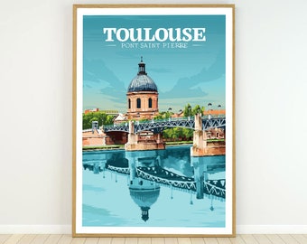 TOULOUSE Original Map of Toulouse/ City of Toulouse, Toulouse Poster ...