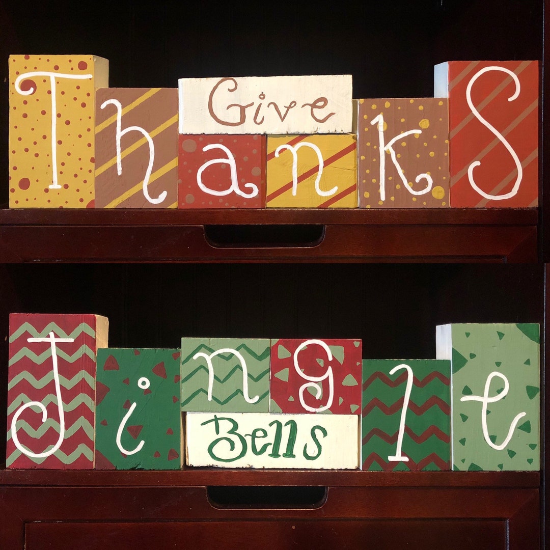 Reversible Holiday Block Sign, Wooden Reversible Holiday Sign ...