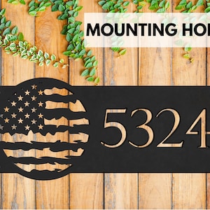 American Flag Address Sign Heavy Duty Steel Hanging, Stakes, or Mounted ...
