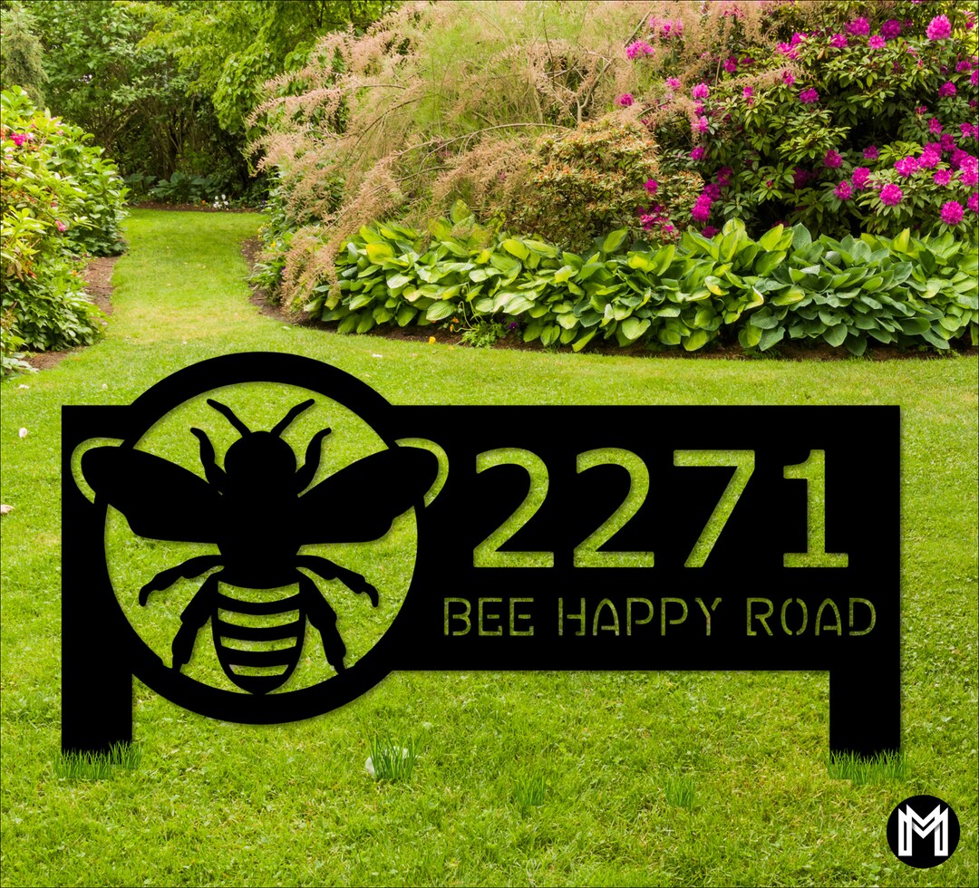 Bee Address Sign Metal Honeybee Address Sign for Yard Bee Address ...