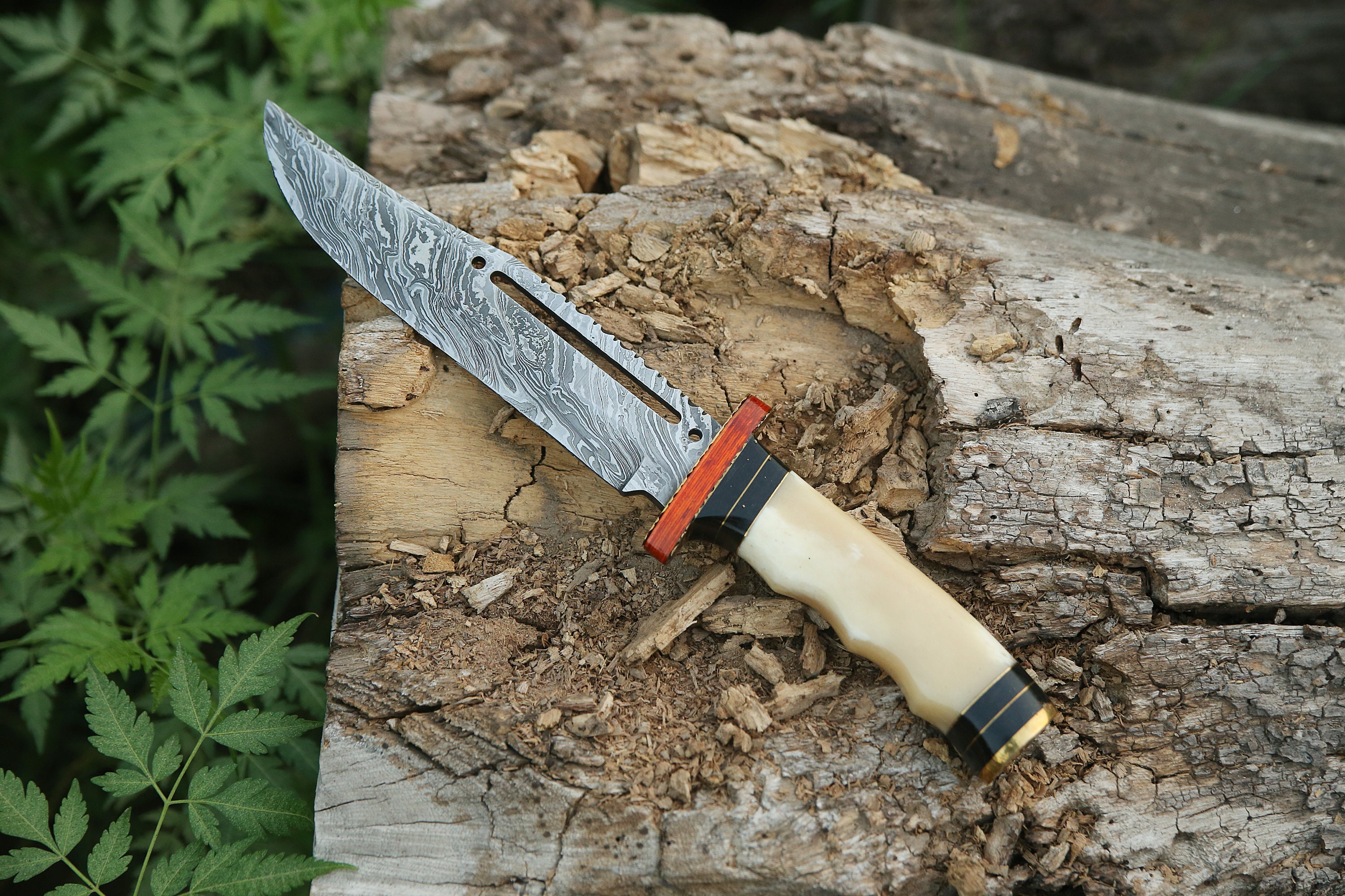 Handmade Damascus Rambo Knife With Bone Handle Survival Knife - Etsy