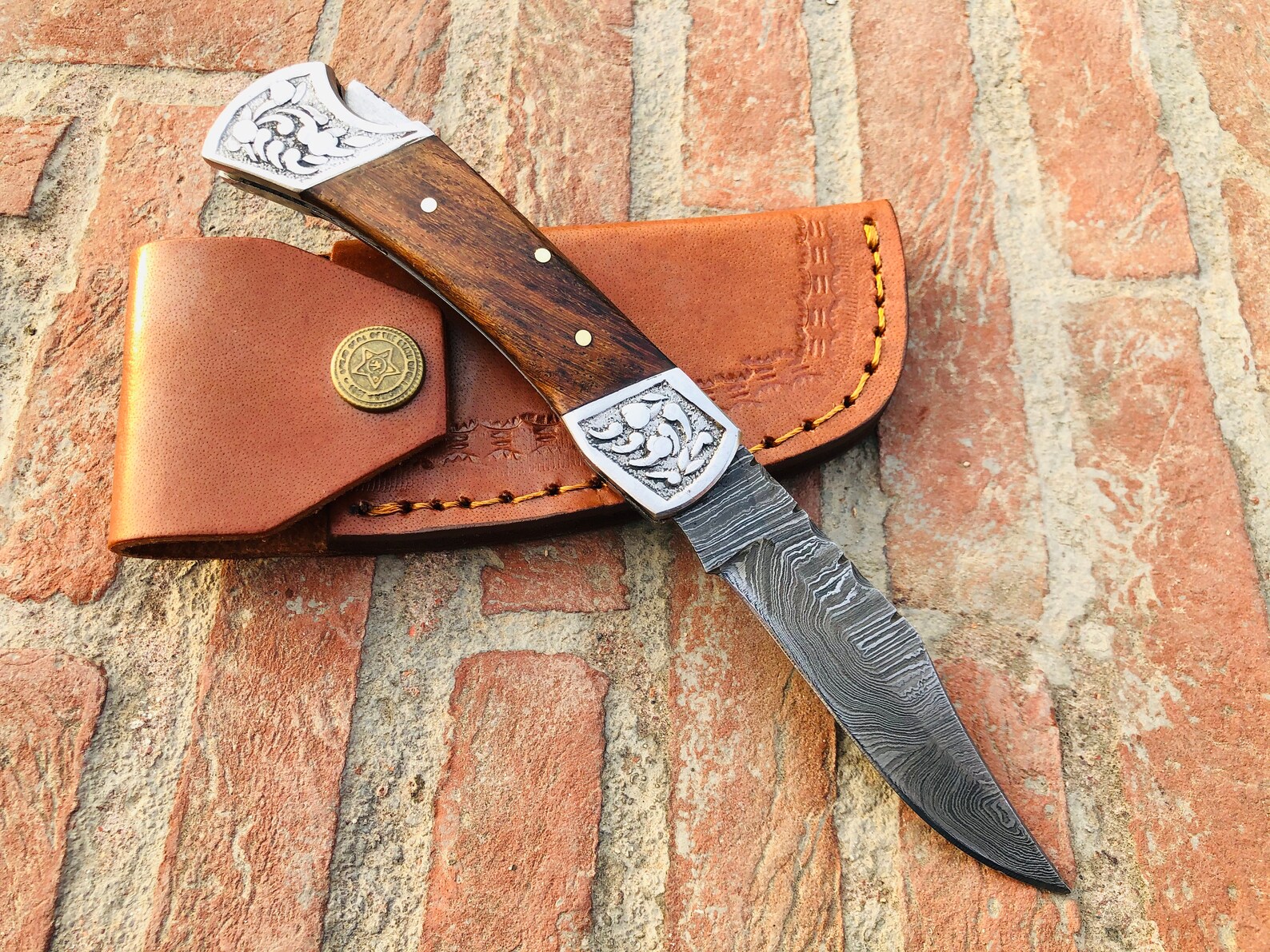 Damascus Folding Knife Handmade Damascus Steel Folding Knife - Etsy