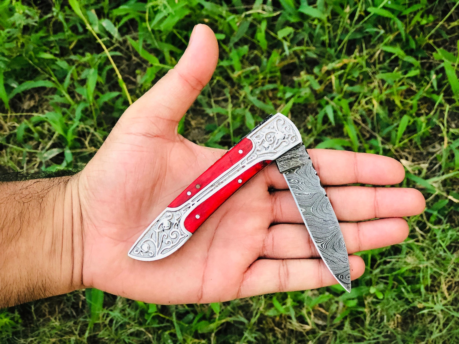 Damascus Folding Knife Handmade Damascus Steel Folding Knife - Etsy