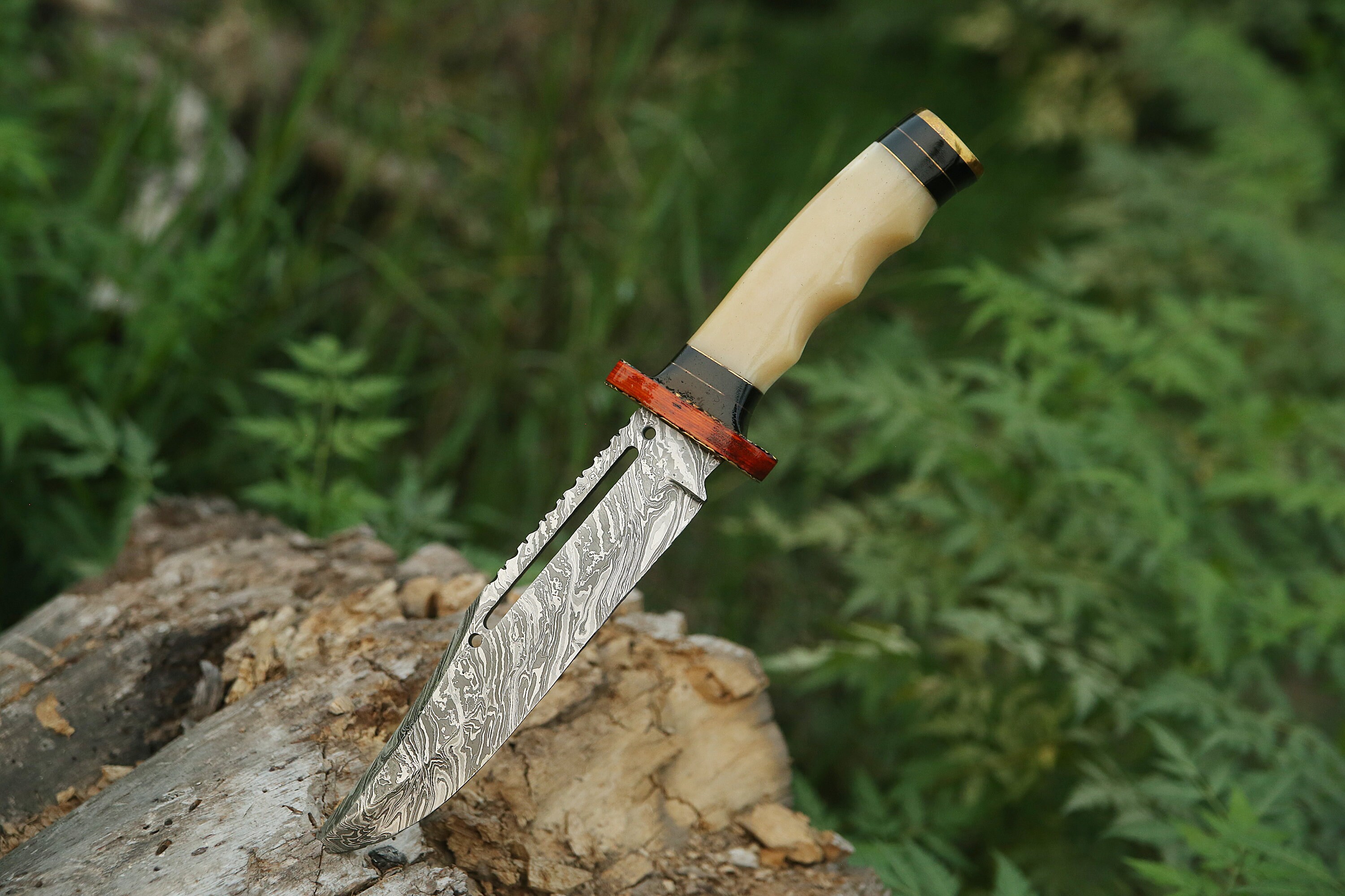 Handmade Damascus Rambo Knife With Bone Handle Survival Knife - Etsy