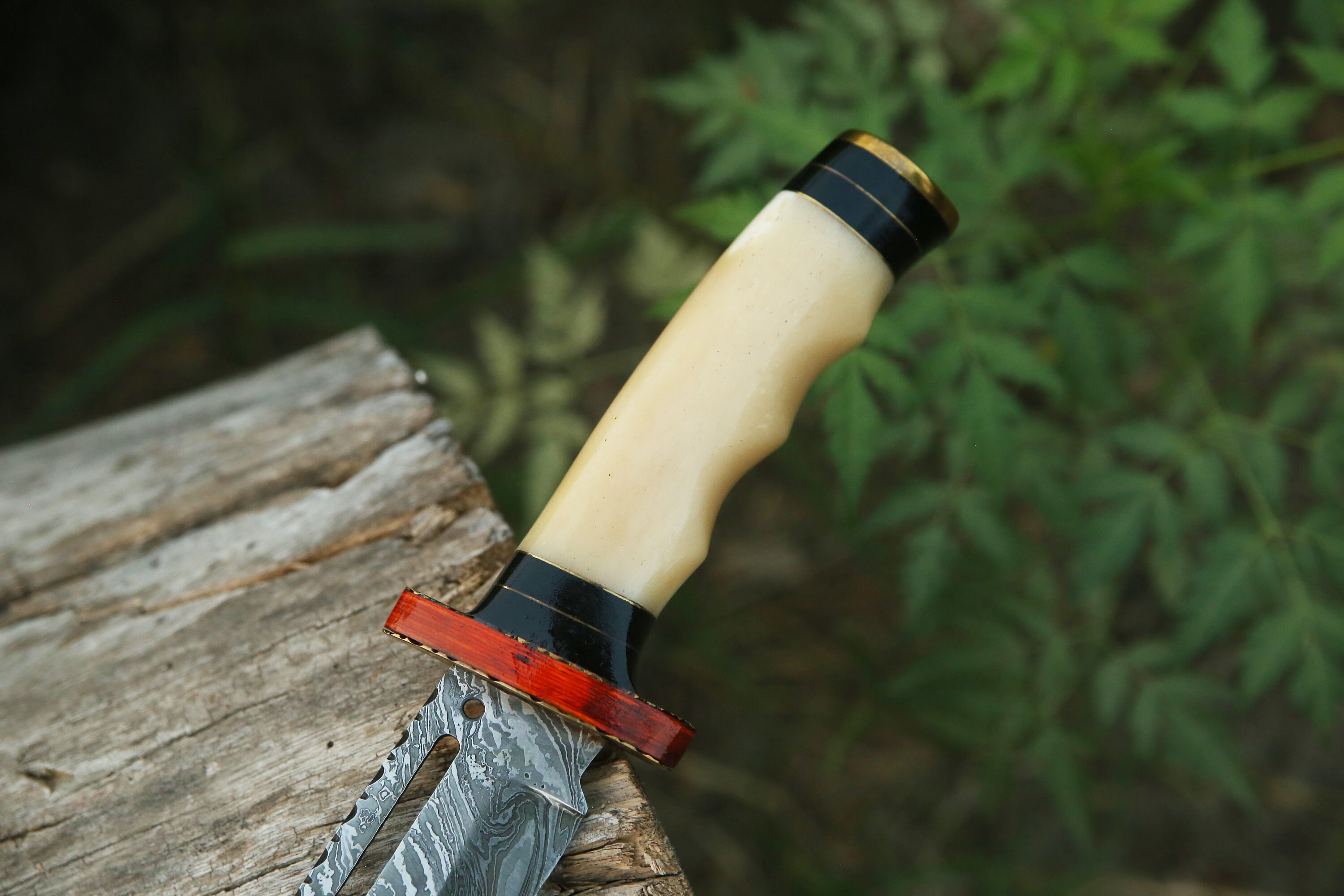 Handmade Damascus Rambo Knife With Bone Handle Survival Knife - Etsy