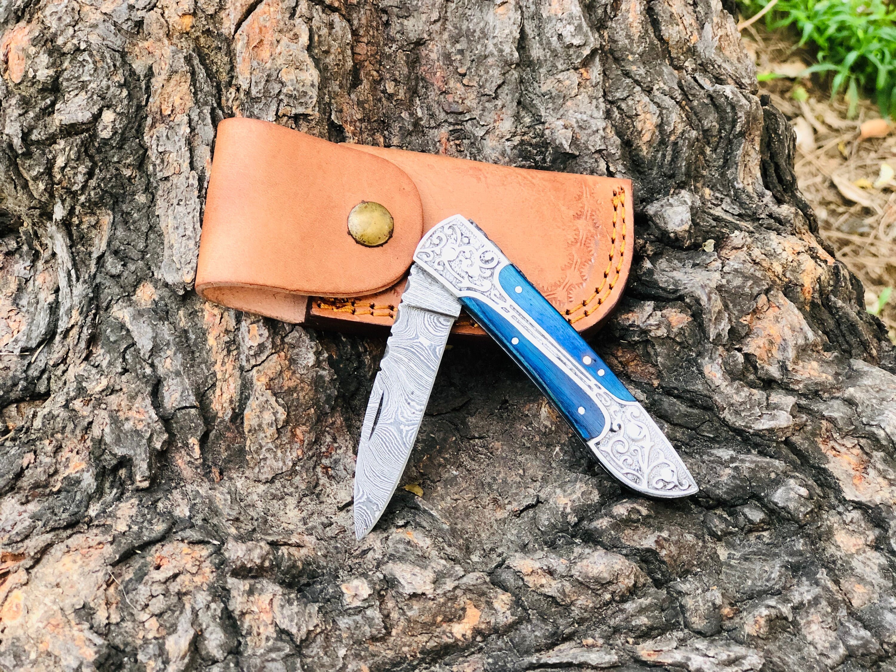 Damascus Folding Knife Handmade Damascus Steel Folding Knife - Etsy