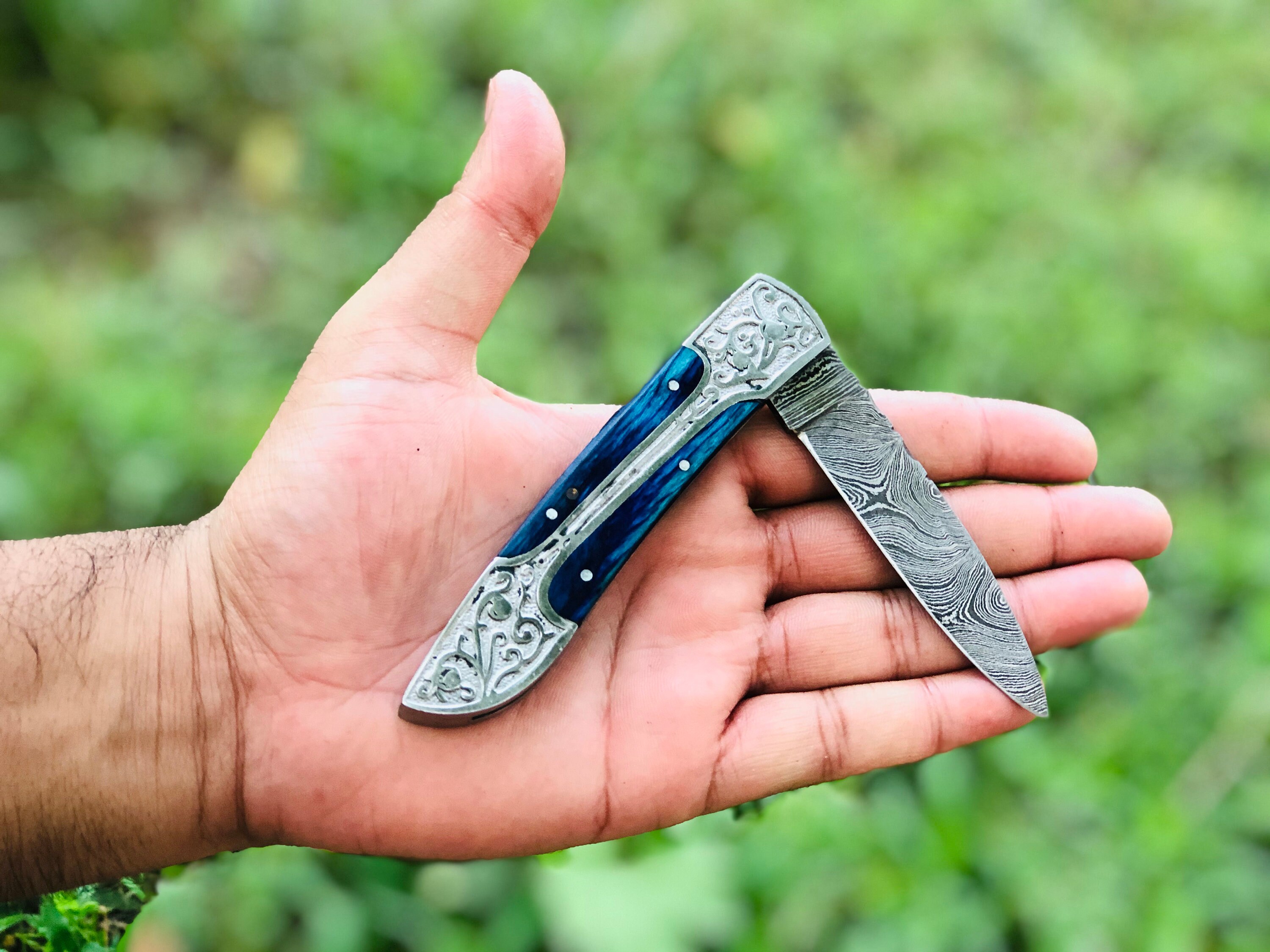 Damascus Folding Knife Handmade Damascus Steel Folding Knife | Etsy