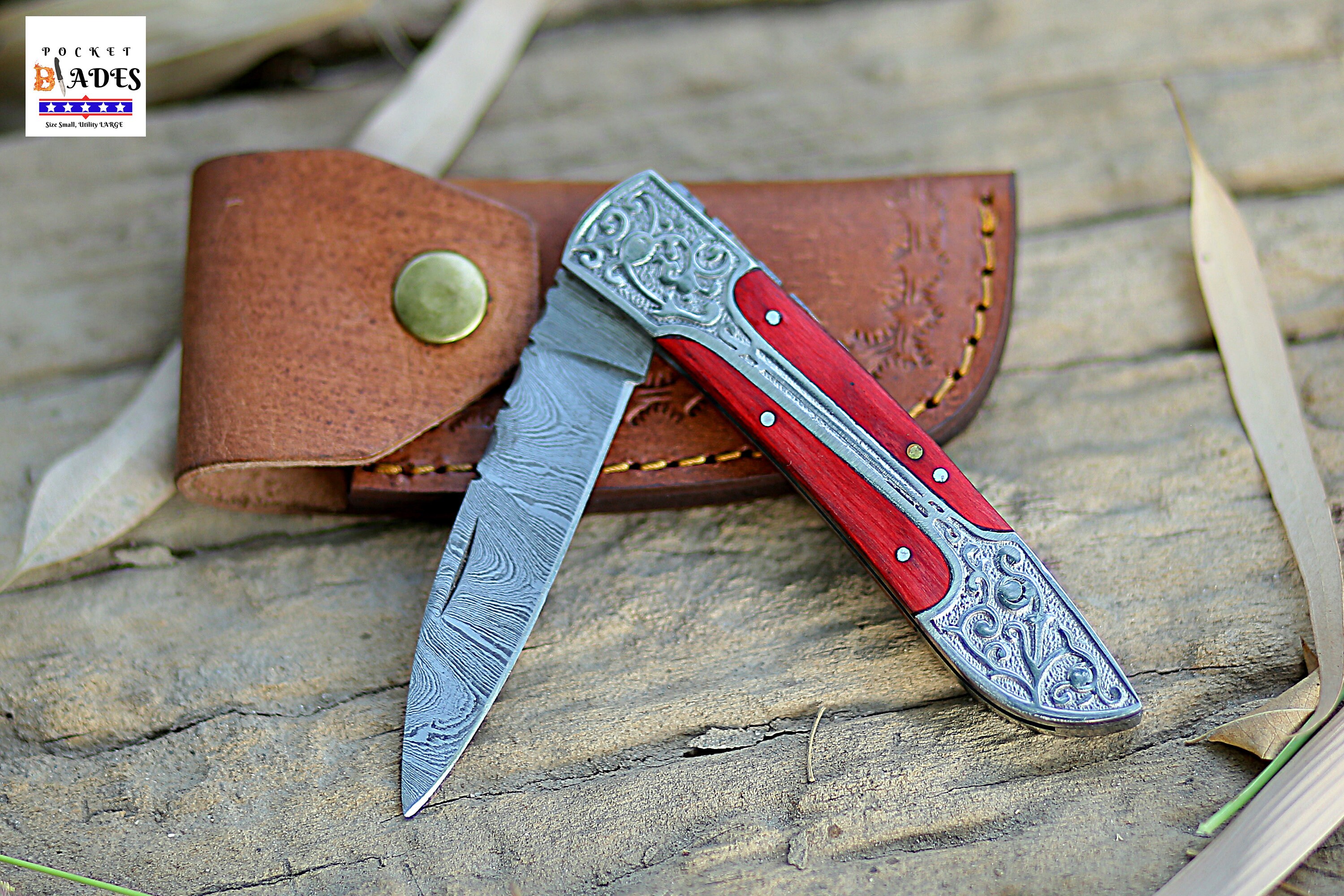 Damascus Folding Knife Handmade Damascus Steel Folding Knife | Etsy