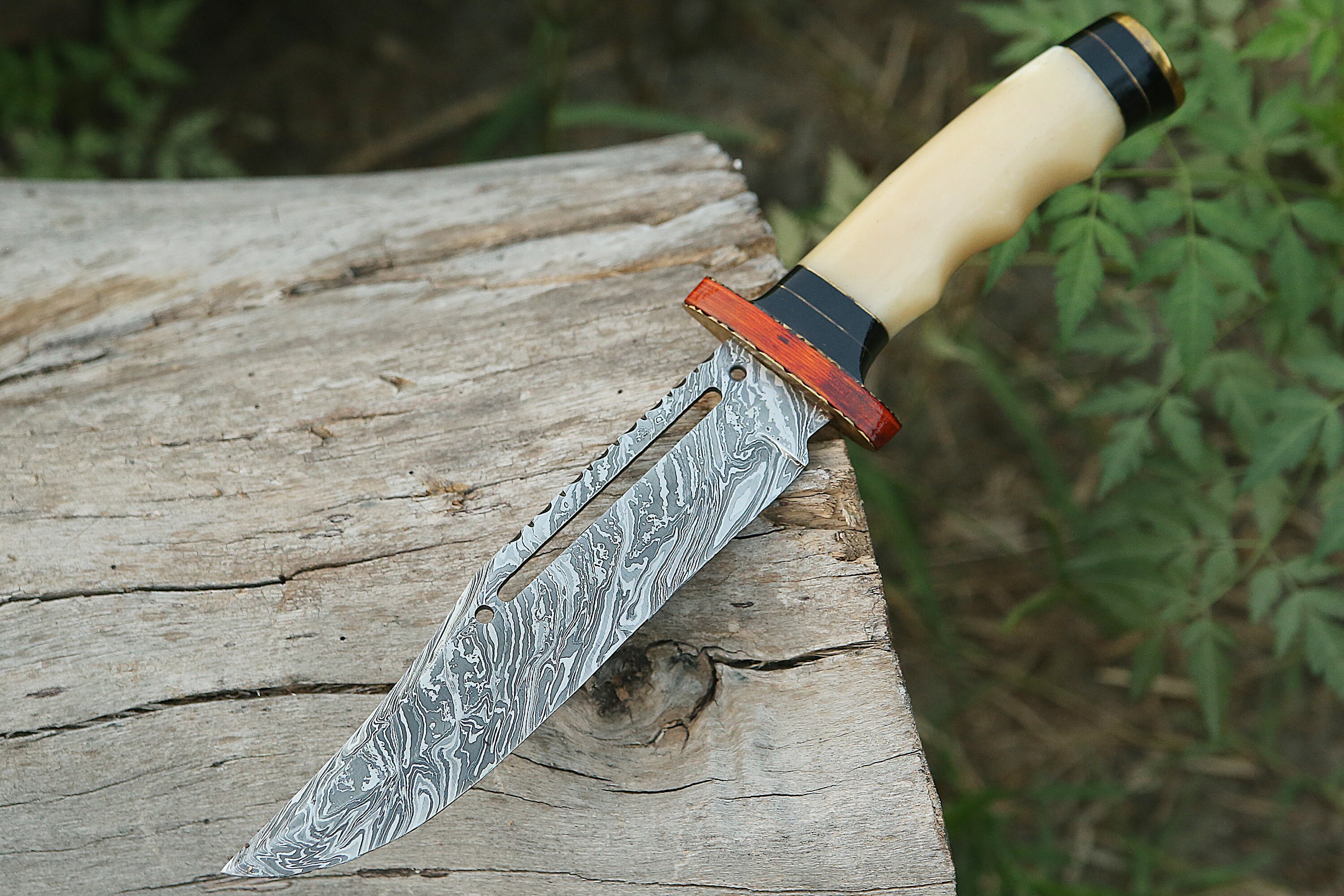 Handmade Damascus Rambo Knife With Bone Handle Survival Knife - Etsy