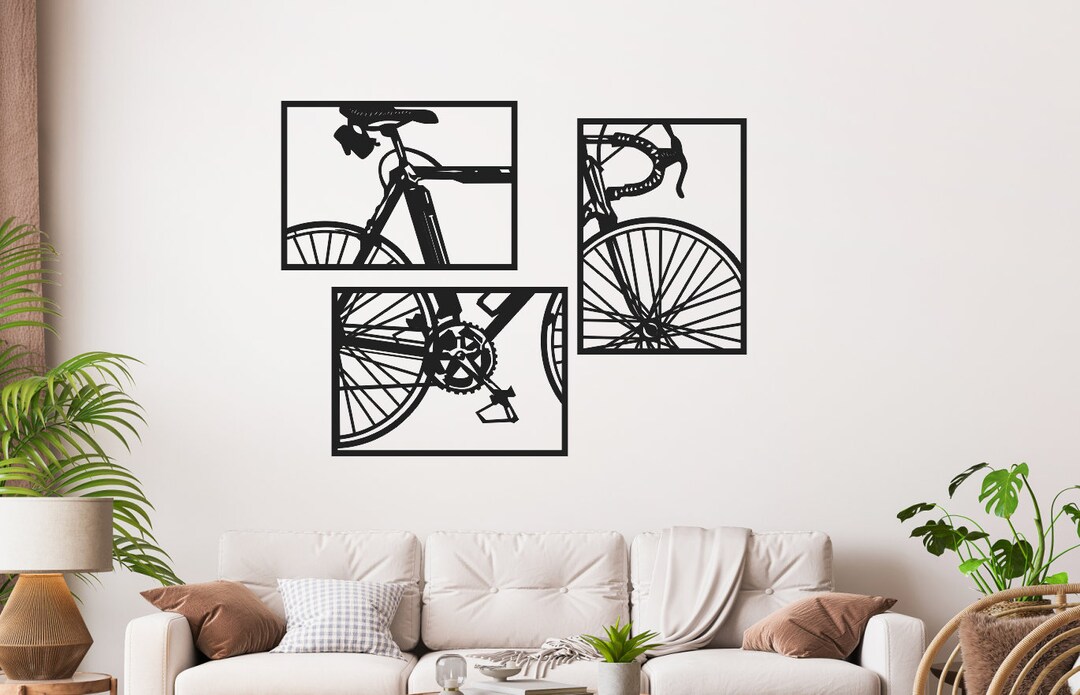 Bike Bicycle Panel Laser Cut Svg Dxf Files Wall Sticker Engraving Decal ...