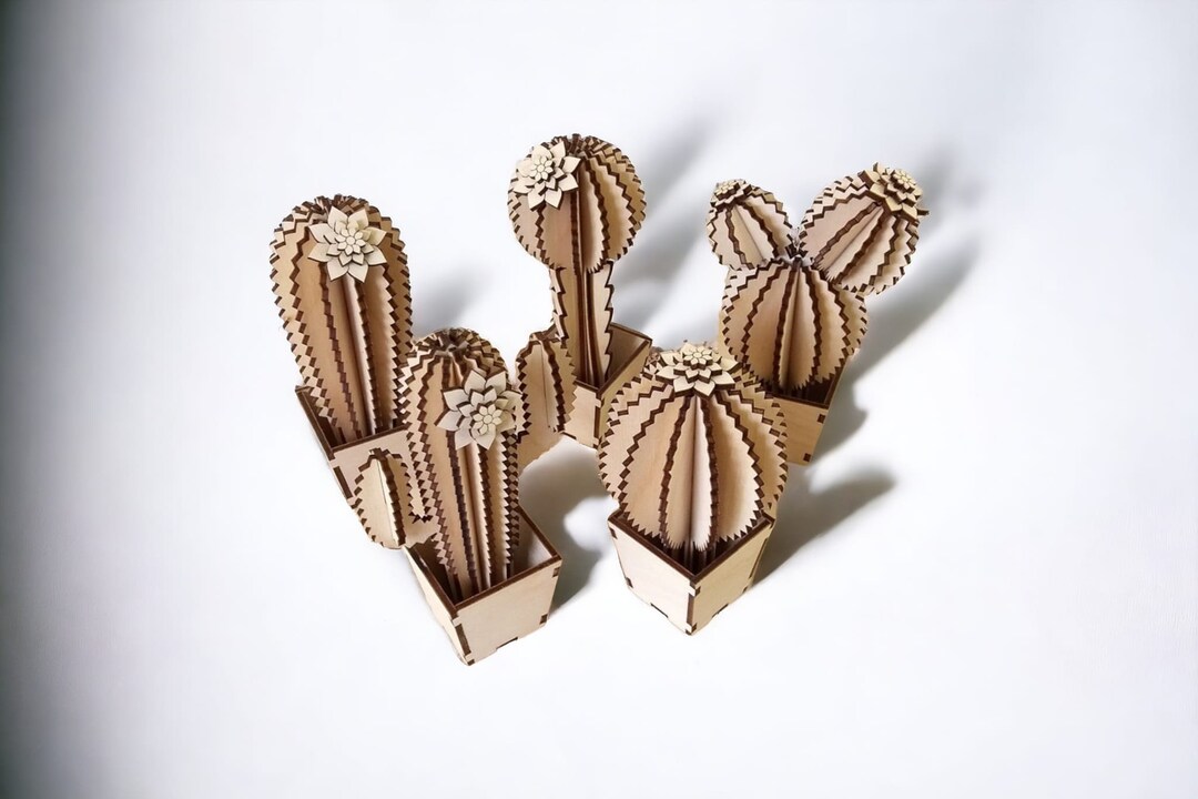Laser Cut Wood Cactus Decor Digital Vector Glowforge Laser Cnc Cut Svg ...
