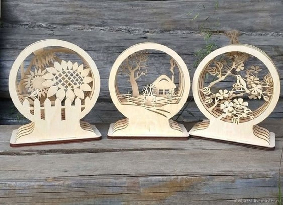 Laser Cut Wooden 3D Multilayer Ornaments Table Decoration Glowforge ...