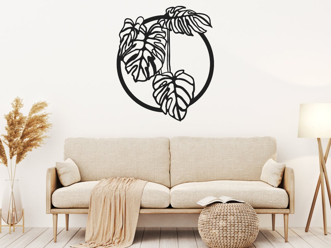Monstera Leaf Wreath Laser Cut Dxf Files Wall Sticker Engraving Decal ...