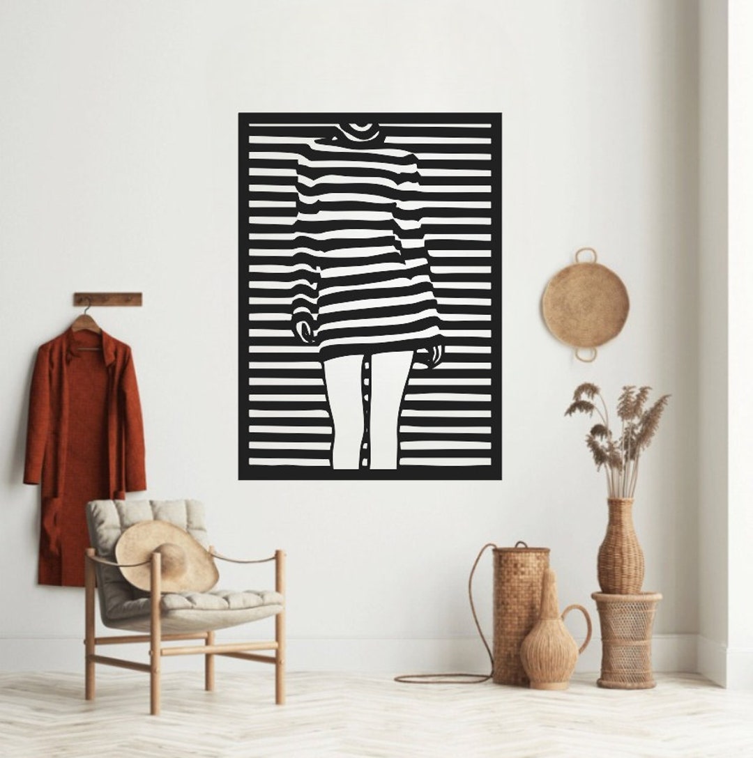 Girl Woman Women Line Art Laser Cut Files Dxf Pdf Svg Wall Sticker ...