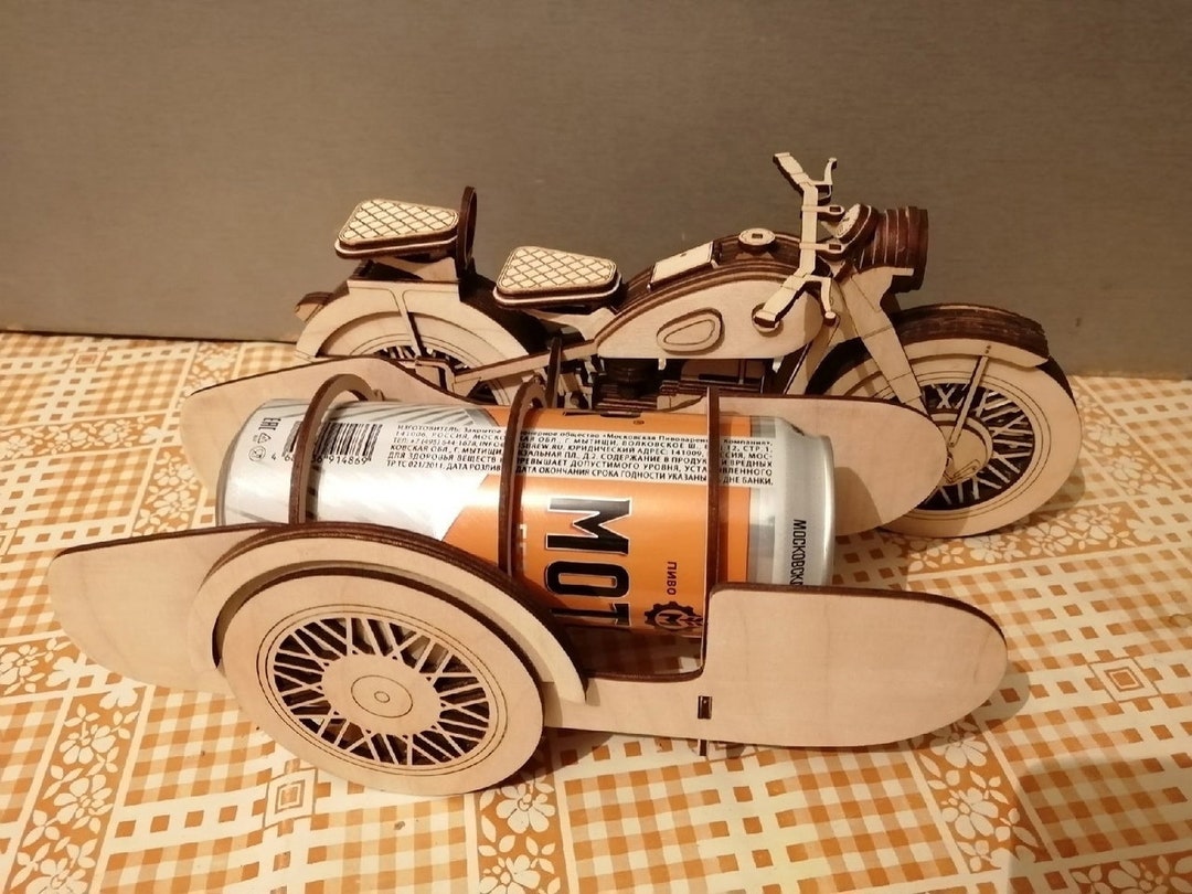 Laser Cut Motorcycle Beer Can Holder CDR File Digital Vector Glowforge ...