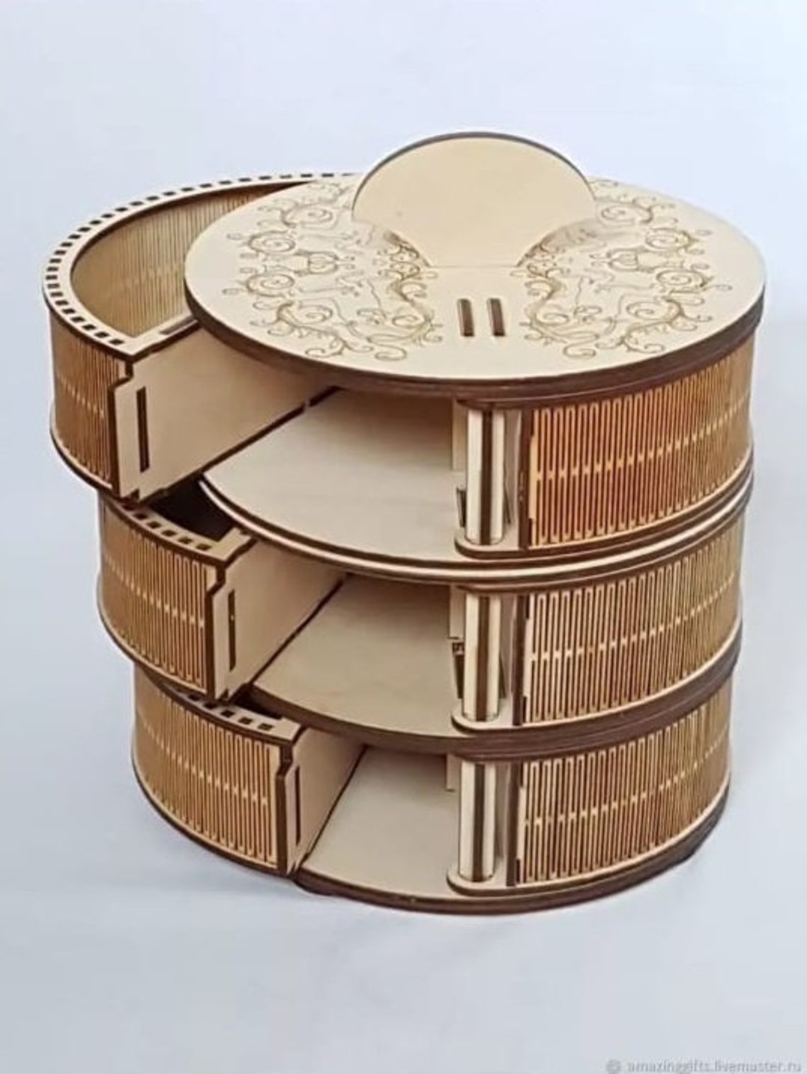 Laser Cut File Round, Multi-storey Box Flex Gift Box Cnc Cut Svg Dxf ...