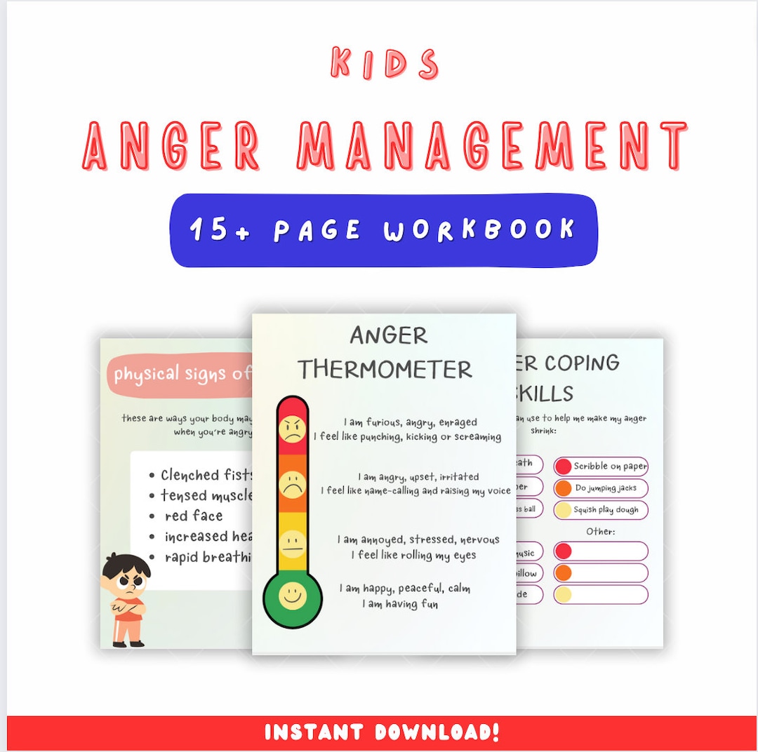 Anger Management for Kids Workbook Worksheets Calming Strategies ...