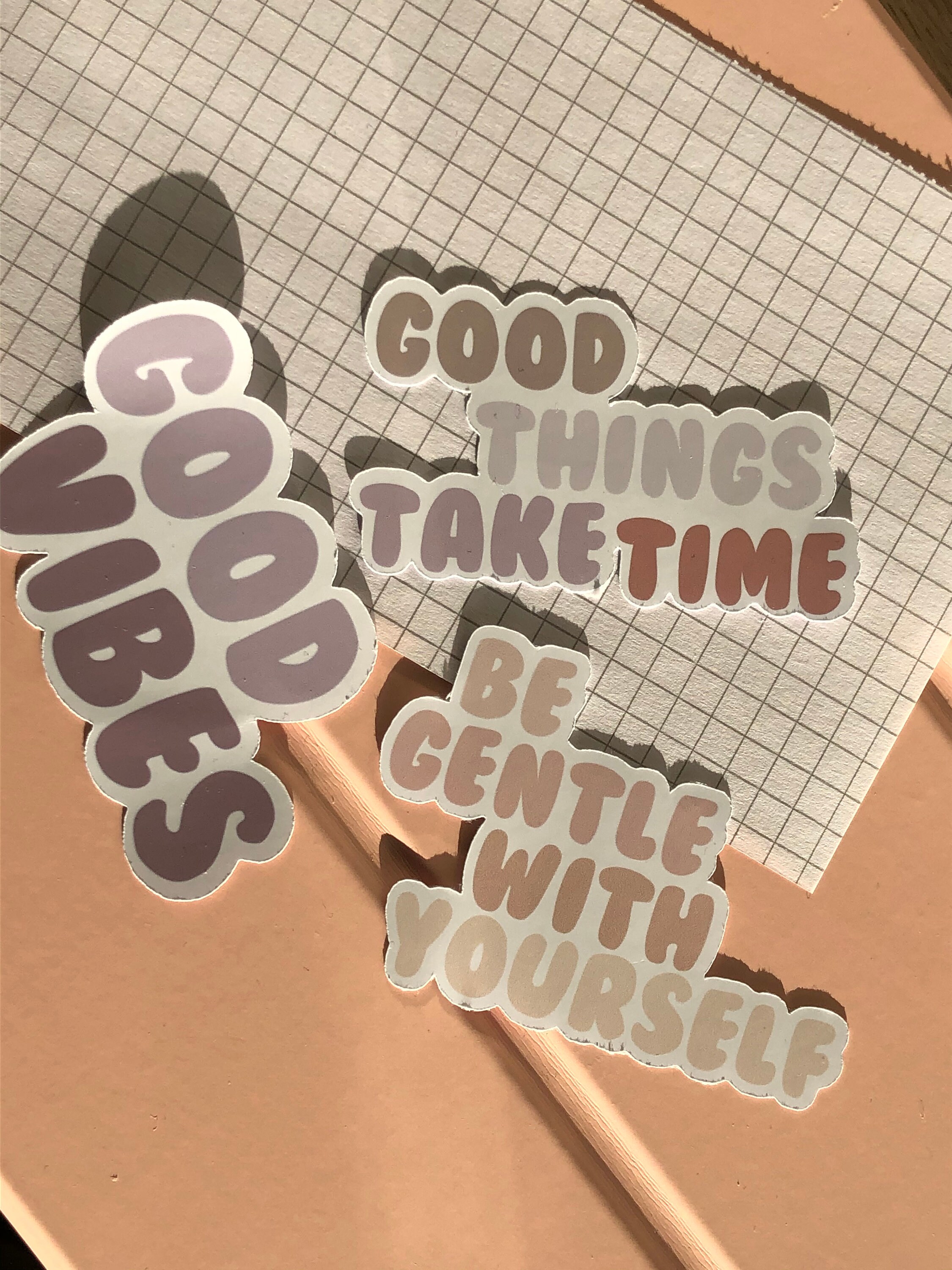 Aesthetic text stickers Glossy not water resistant | Etsy