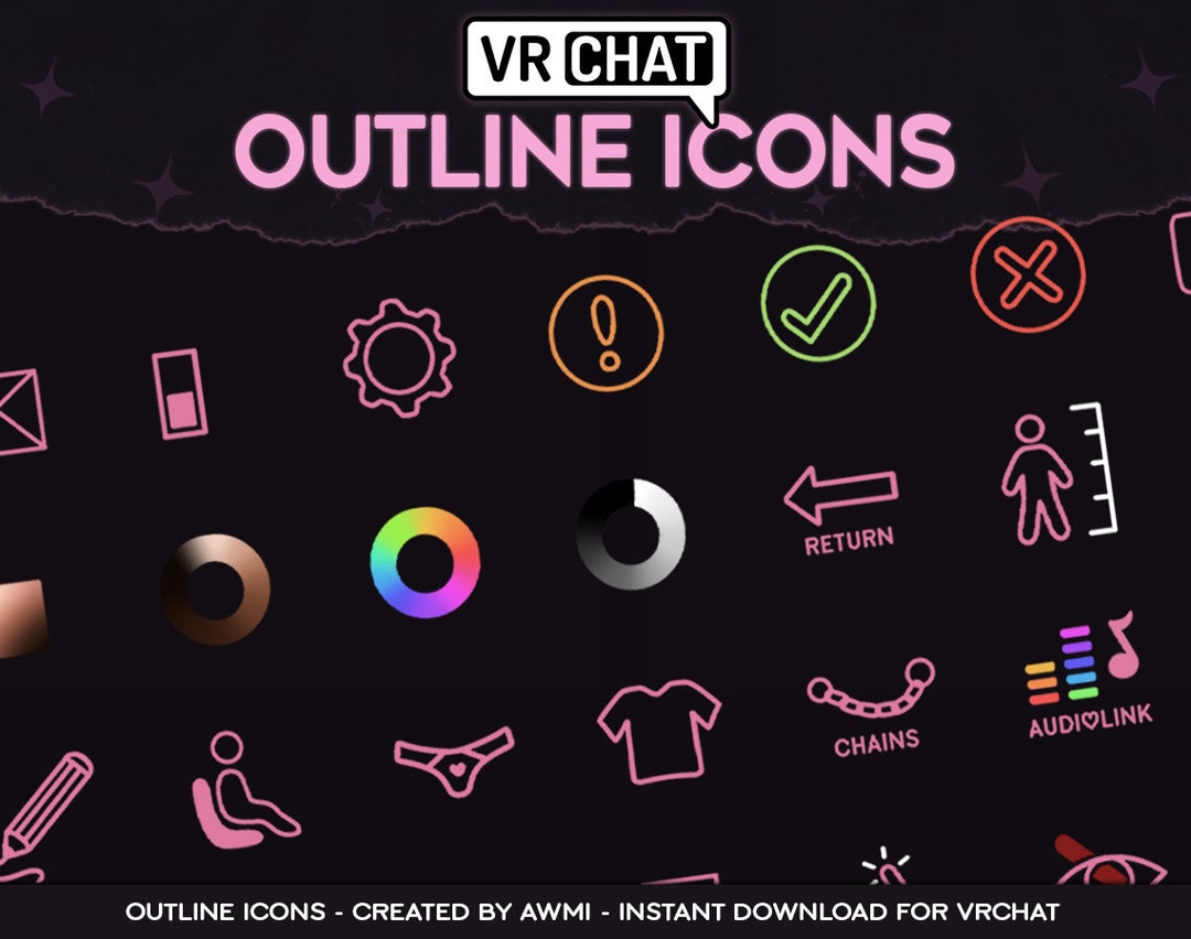 Outline Icons VRCHAT 62 Hand Drawn Icons Cute for Vrchat Avatars - Etsy UK
