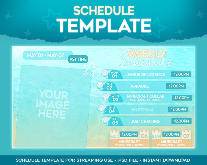 BEACH SUMMER Stream Schedule Template • Twitch, Vtubers & Youtube ...