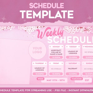 SAKURA Pink Stream Schedule Template • Twitch, Vtubers & Youtube ...