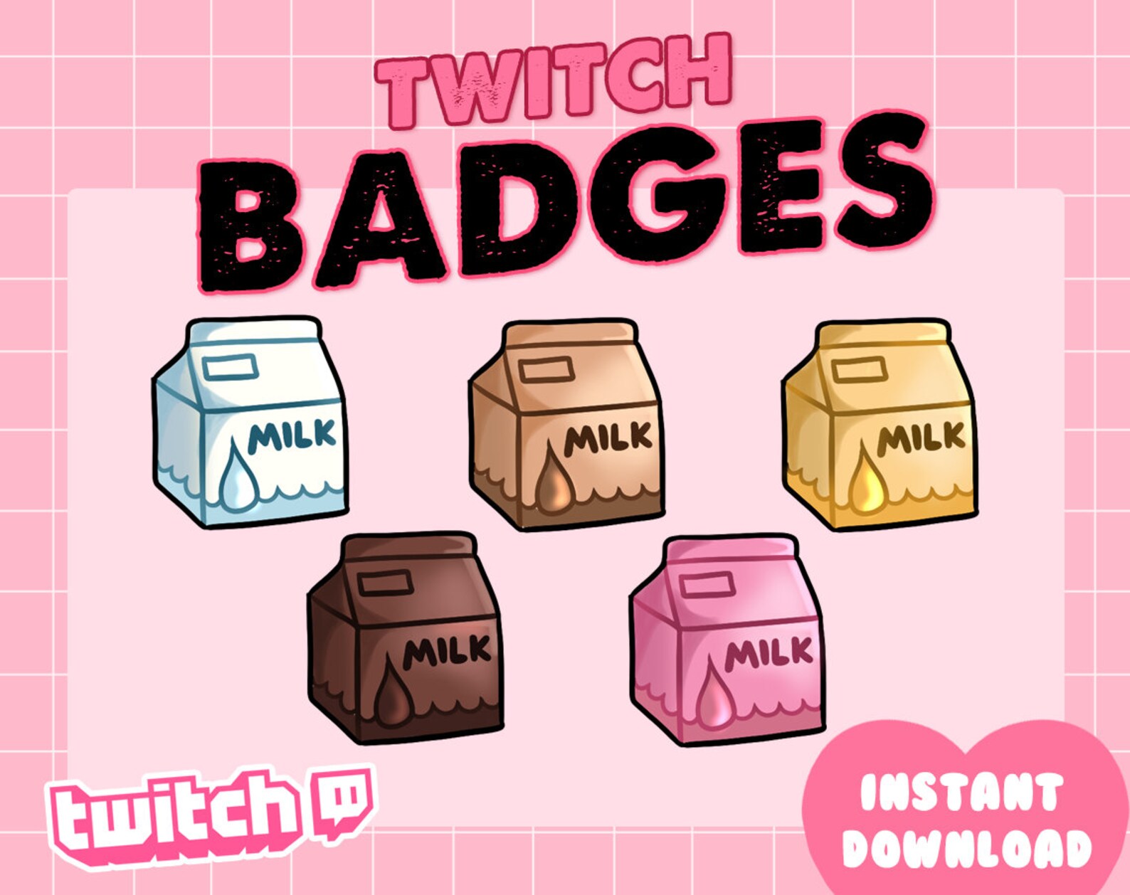 Cute Milk Twitch Sub Badges Cute Graphics Etsy