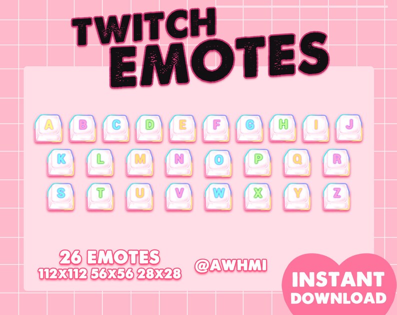 26 ALPHABET Keyboard keys Twitch emotes PREMADE Twitch | Etsy