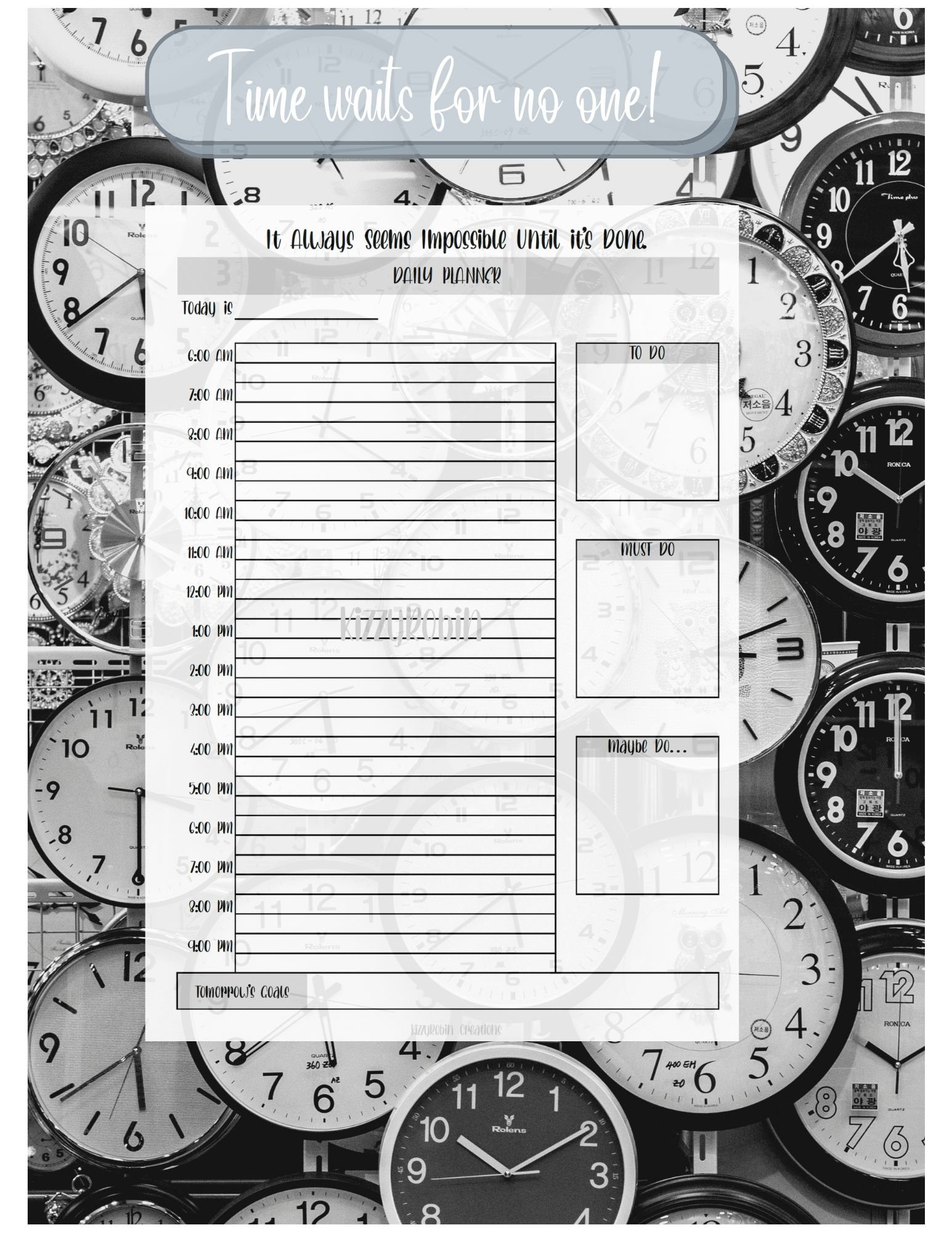 Daily Planner| Time Management| Time Tracker| Daily Tracker| Time ...