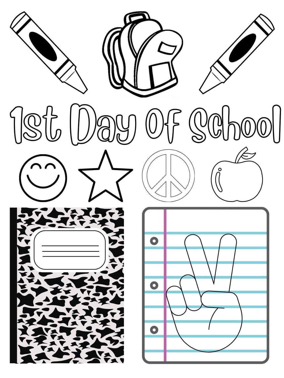 1st Day of School Coloring Page - Etsy