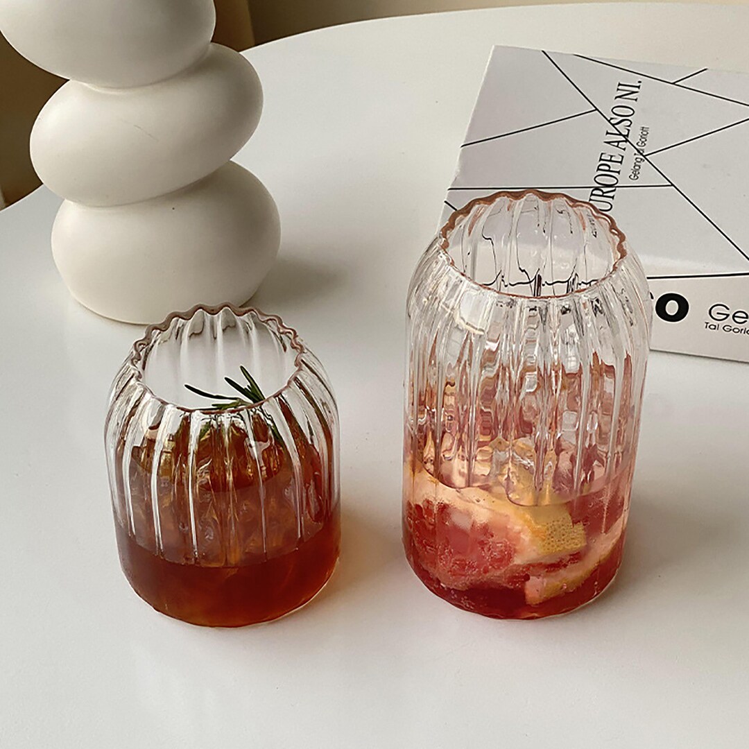 510/800ml Vertical Stripe Glass Cup Irregular Glass Cup - Etsy