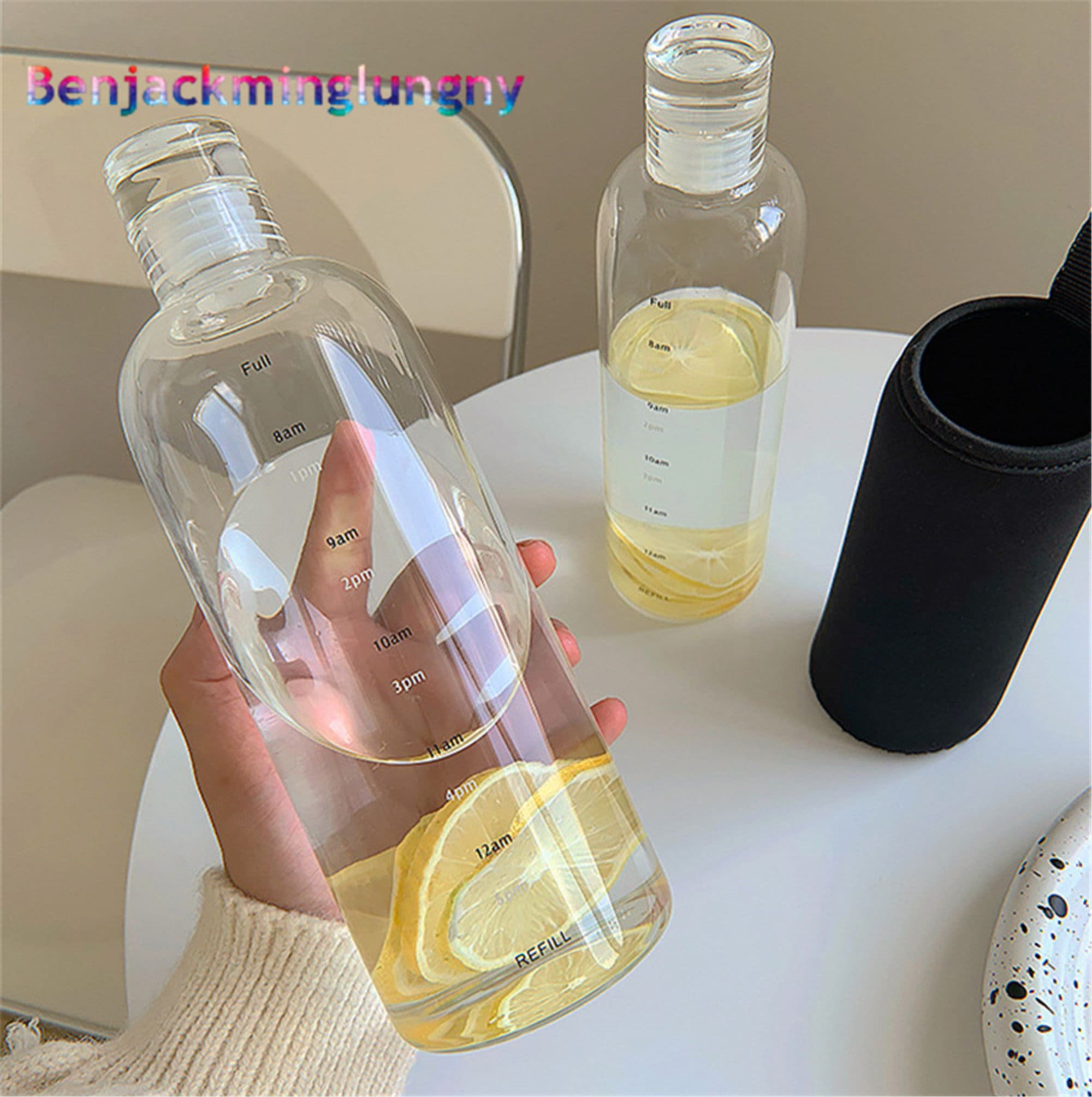 750mltime Scale Clear Glass Water Bottlesimple Water Etsy