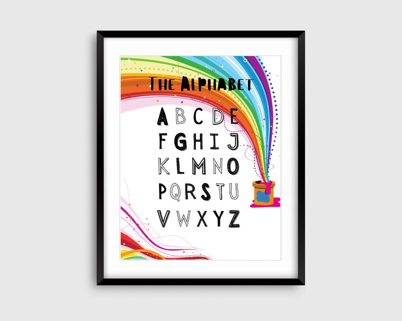 Cartel del alfabeto arcoíris, imprimible en casa, impresión de ...