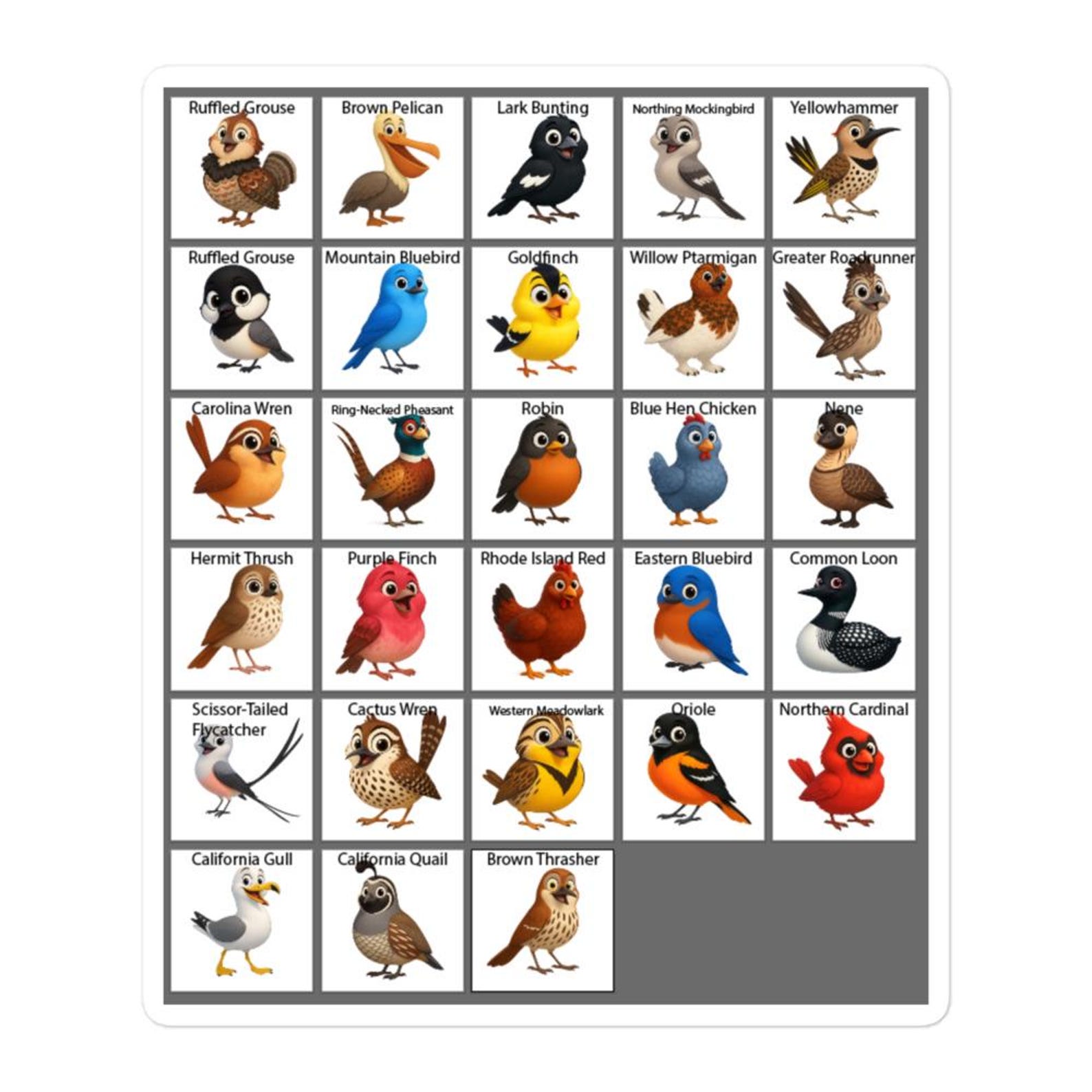 State Bird Stickers | Official State Birds | Choose Your State | Vinyl ...