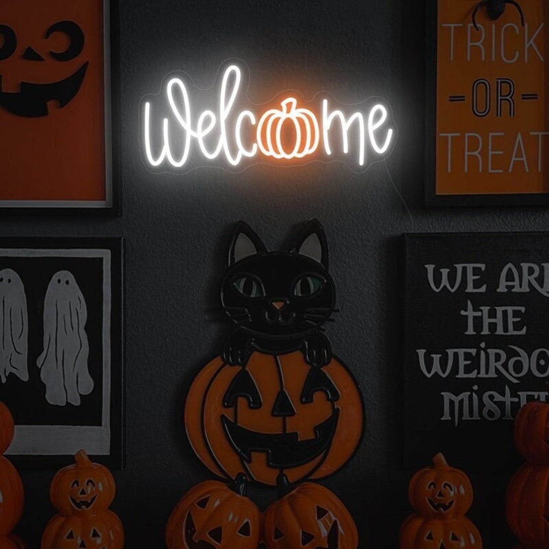 Welcome Halloween LED Neon Shop Light Sign Happy Halloween - Etsy
