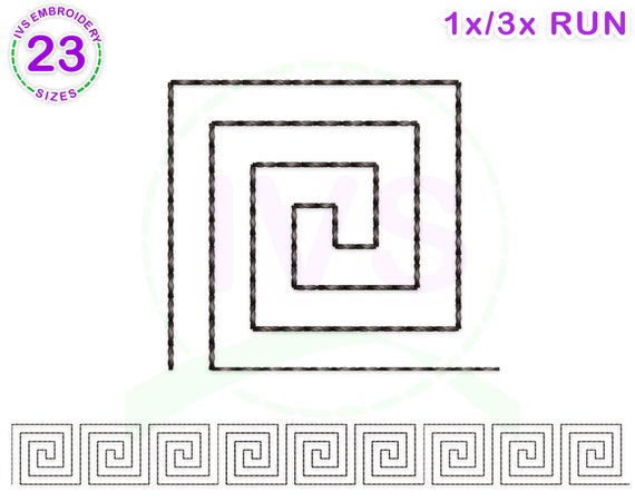 Greek Square Border Embroidery Design Square Quilting Block - Etsy