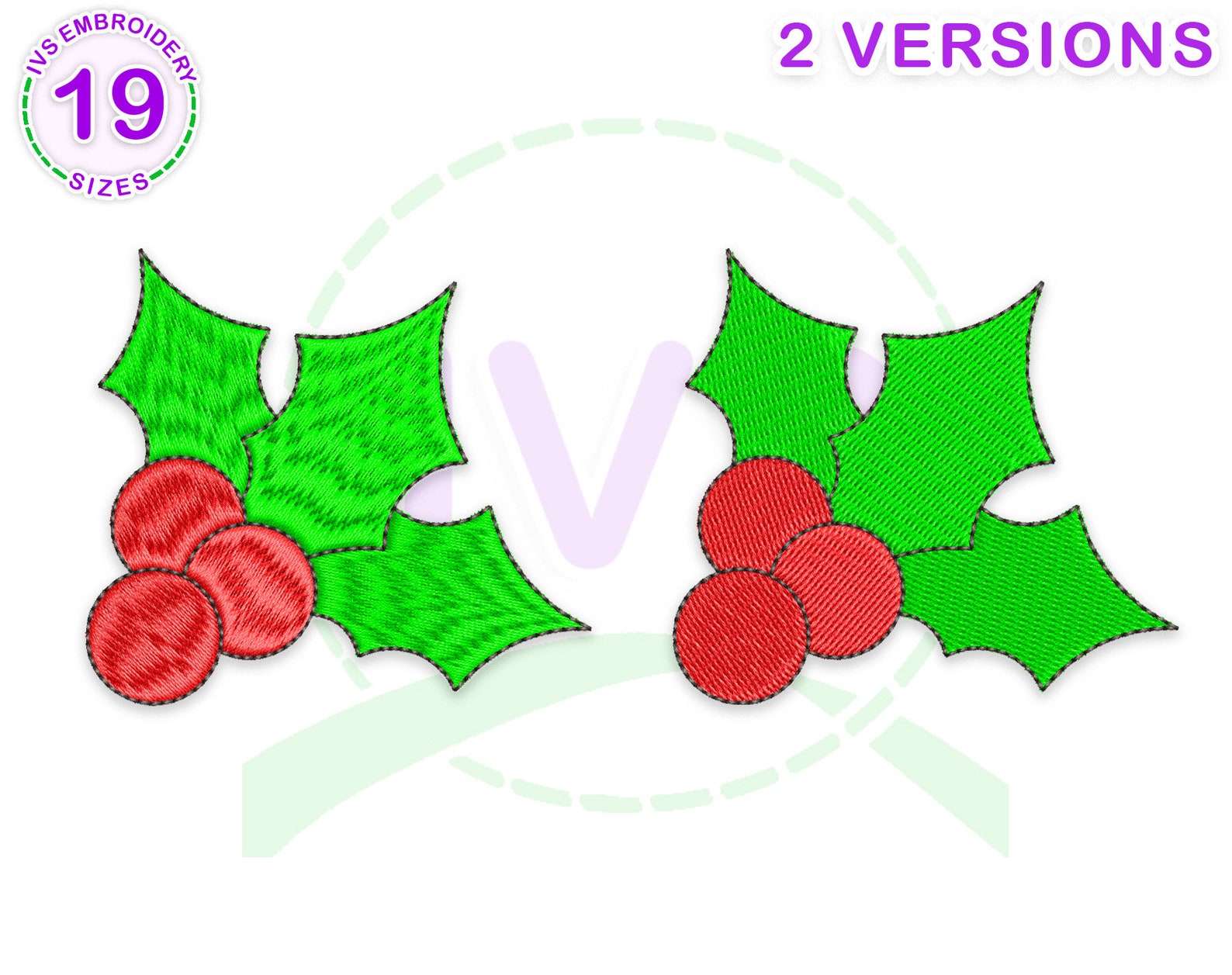 Holly Embroidery Design Christmas Machine Embroidery Holly - Etsy