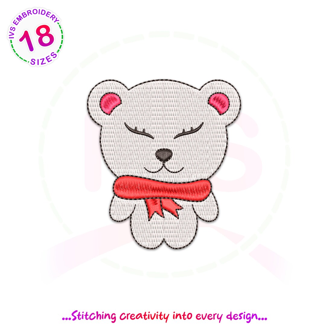 Polar Bear Embroidery Design, Bear Embroidery, Polar Bear Embroidery ...