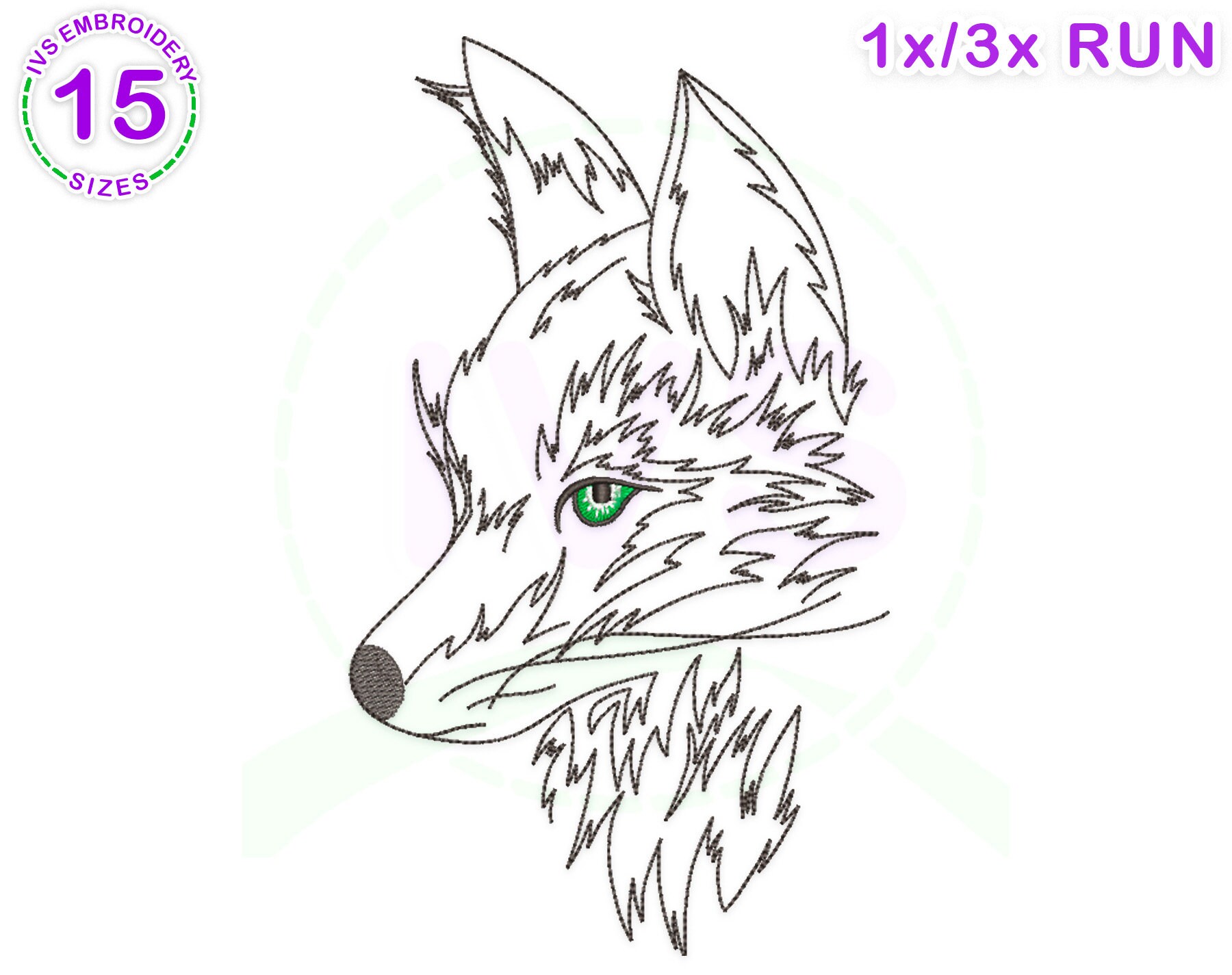 Fox Machine Embroidery Design Fox Sketched Embroidery Fox | Etsy